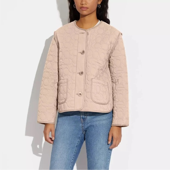 Coach | Jackets & Coats | Coach Signature Quilted Cotton Jacket Medium ...